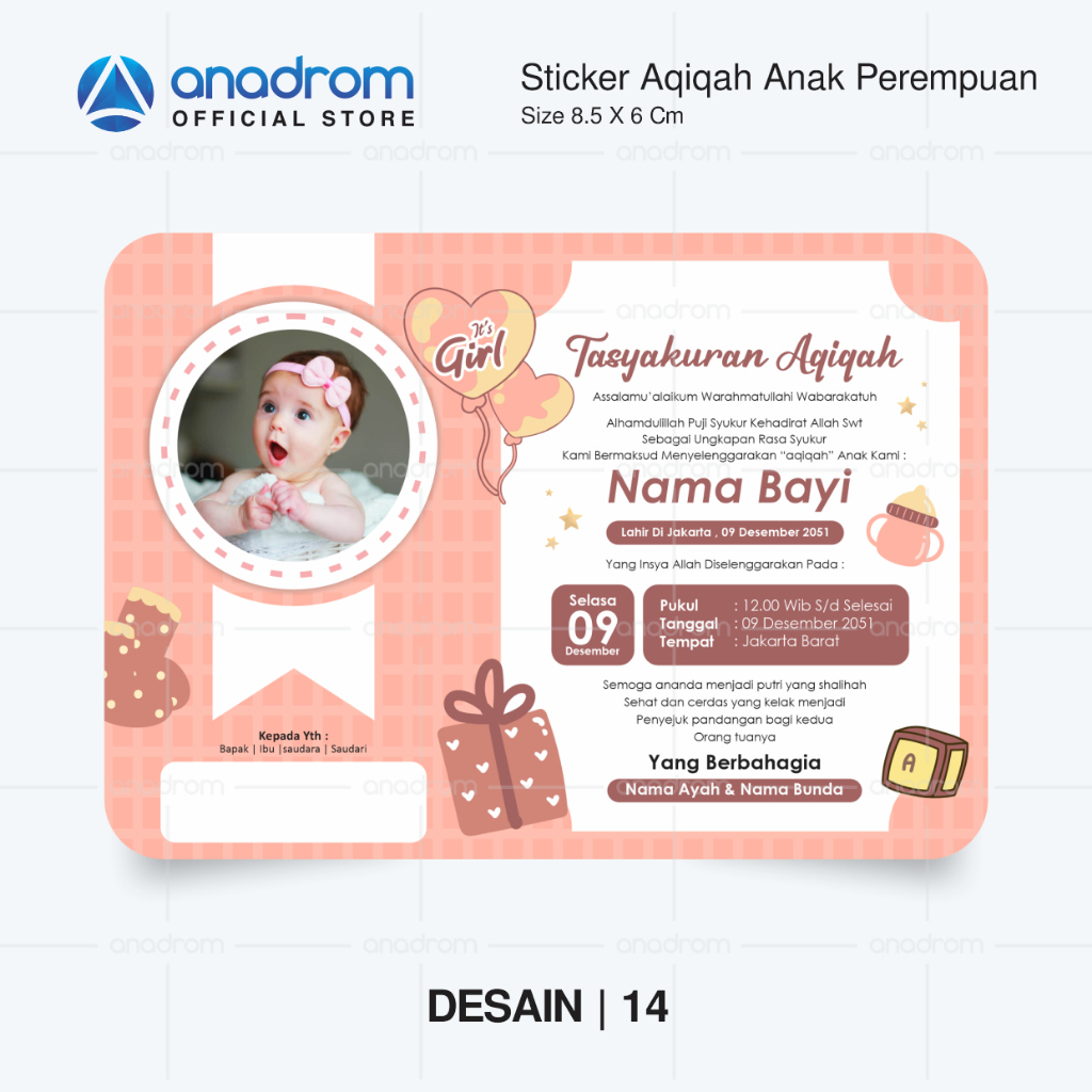 Jual Sticker Label Aqiqah Anak Perempuan | Sticker Label Box Makanan ...