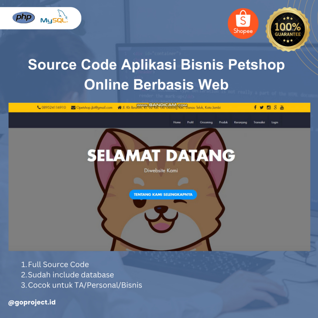 Jual Source Code Aplikasi Bisnis Petshop Online Berbasis Web | Shopee Indonesia