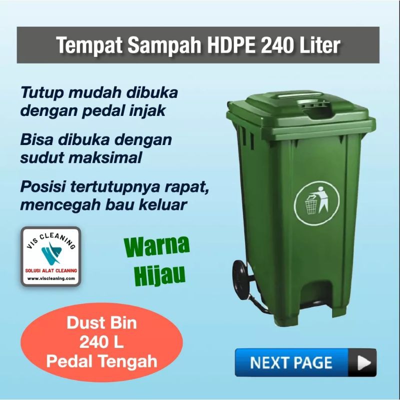 Jual Tempat Sampah (Dust Bin) 240 Liter Pedal - Hijau | Shopee Indonesia
