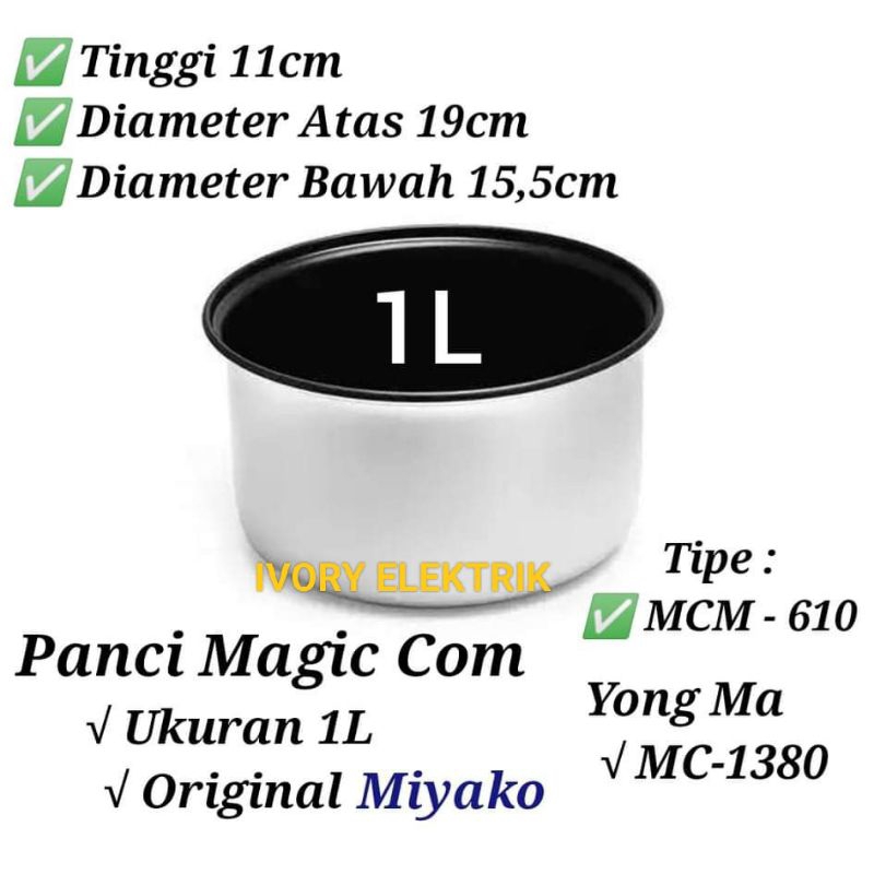 Jual PANCI RICE COOKER MIYAKO ORIGINAL 1 LITER / PANCI MAGIC COM RICE ...