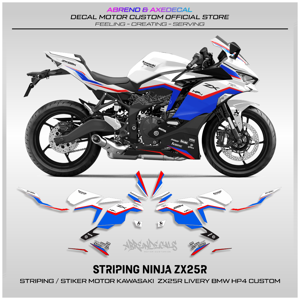 Jual STRIPING ZX25R BMW TRI COLOR HP4 RACING / STIKER MOTOR KAWASAKI ...