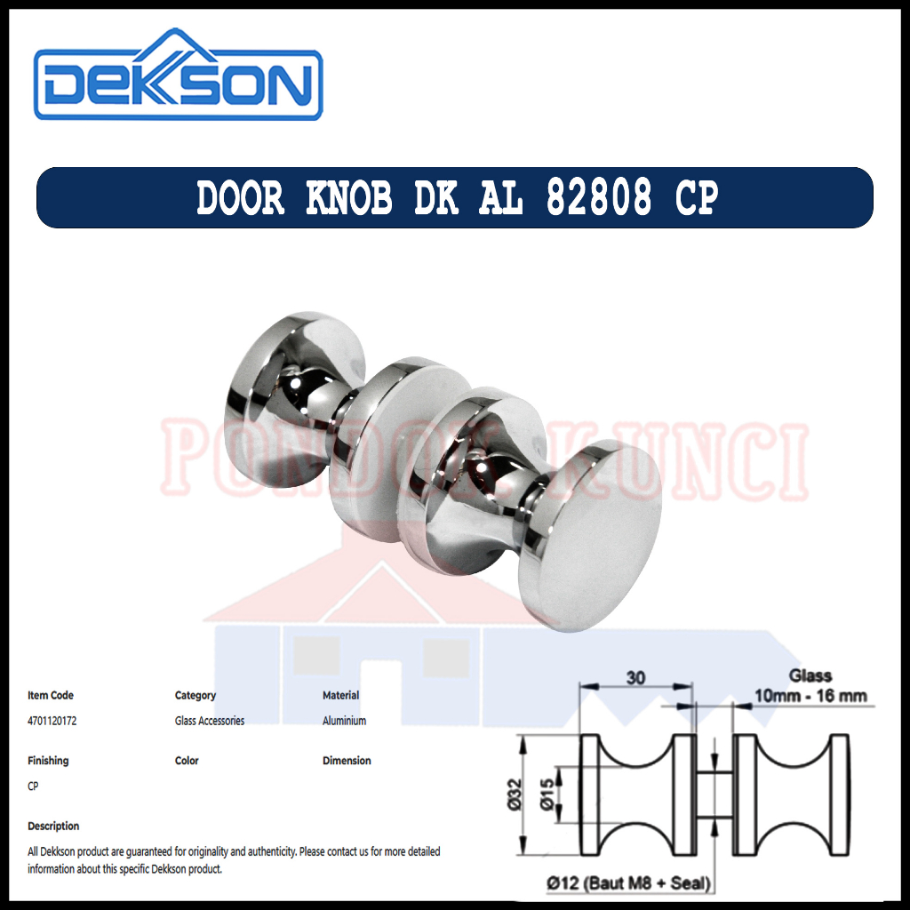 Jual Door Knob Dekkson AL 82808 CP Handle Knob Tarikan Pintu Kaca ...