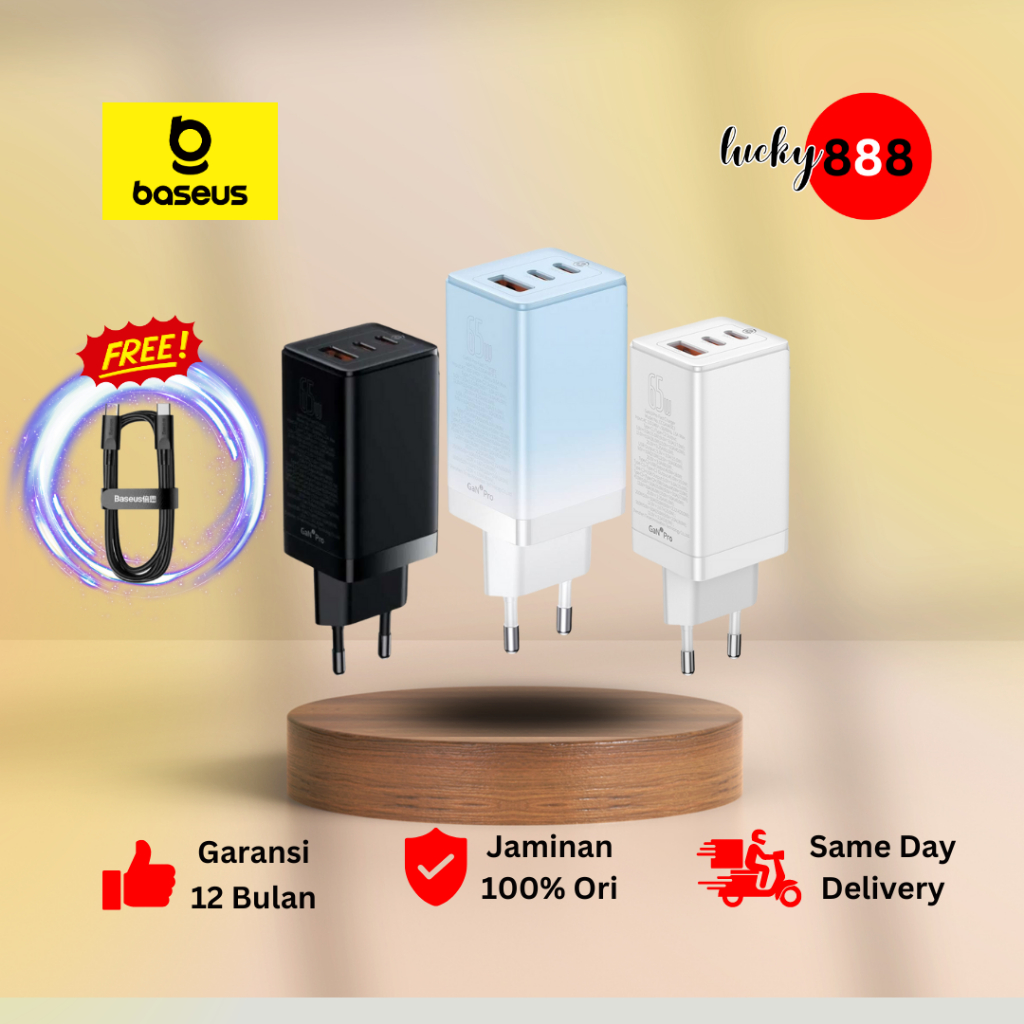 Jual Kepala Charger BASEUS GaN5 Pro SMART & FAST Charger 2C+U 65W ...