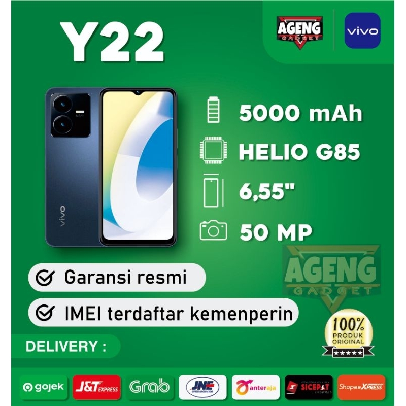 Jual Vivo Y22 4G 6/128 Garansi Resmi Original Vivo 100% | Shopee Indonesia