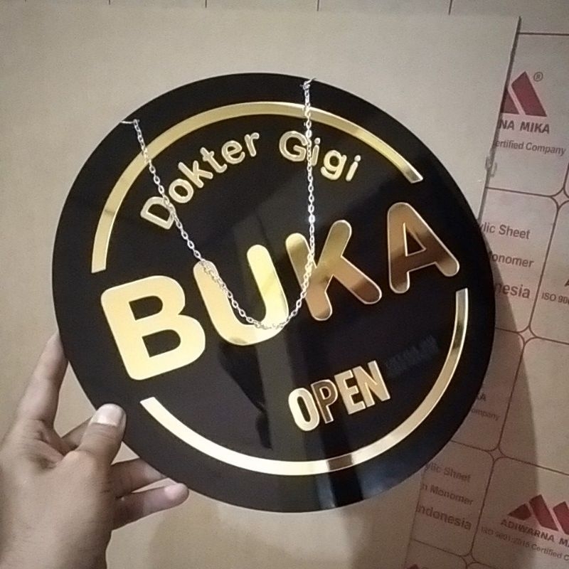 Jual Buka Tutup bolak balik + custom nama toko , Sign In acrylik timbul ...