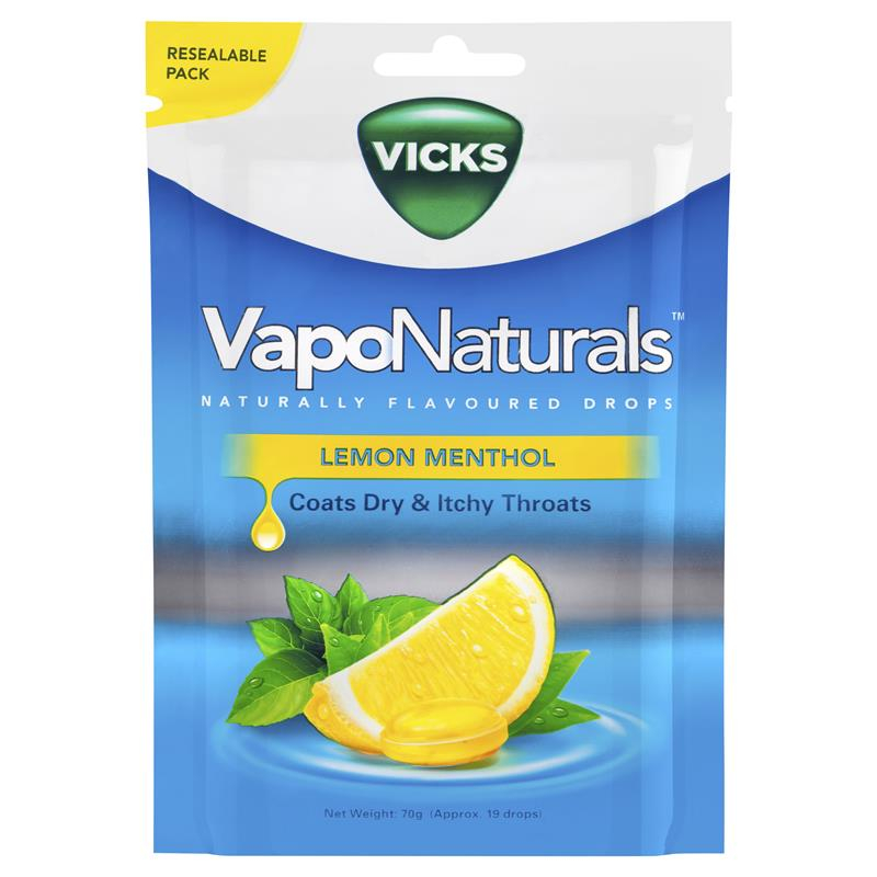 Jual Vicks VapoNaturals (Coats Dry + Itchy Throats) - Lemon Menthol (19 ...