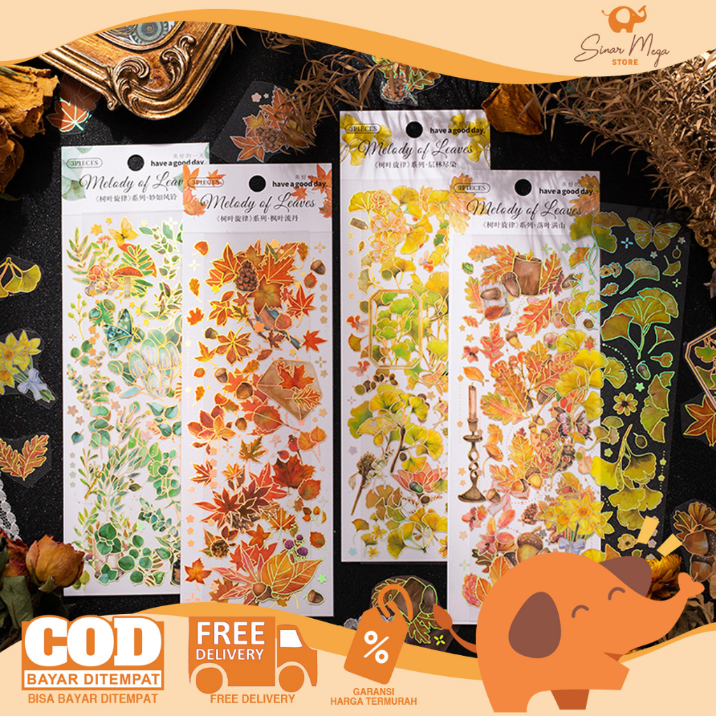 Jual Melody of Leaves Shiny Diary Deco Stickers / Sticker Stiker Tempel ...
