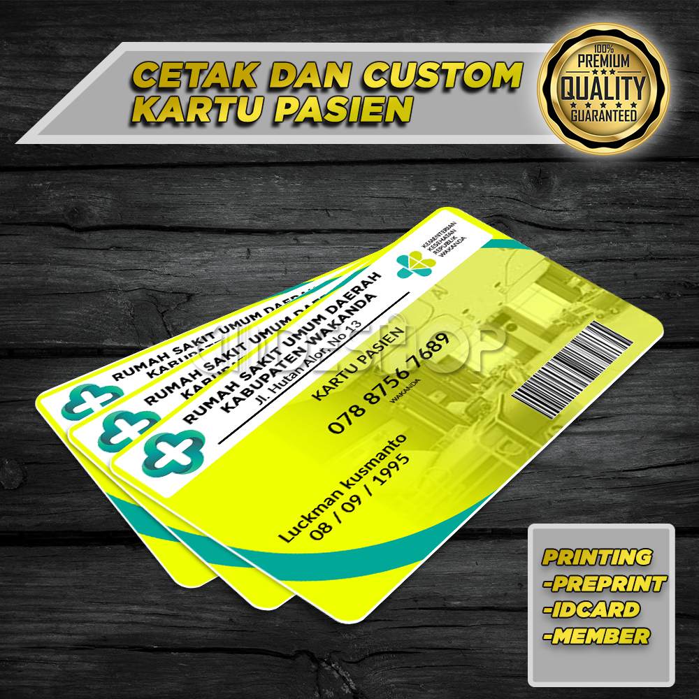 Jual Cetak Kartu Pre-Printed Custom PVC Member Pasien min 100 Pcs ...