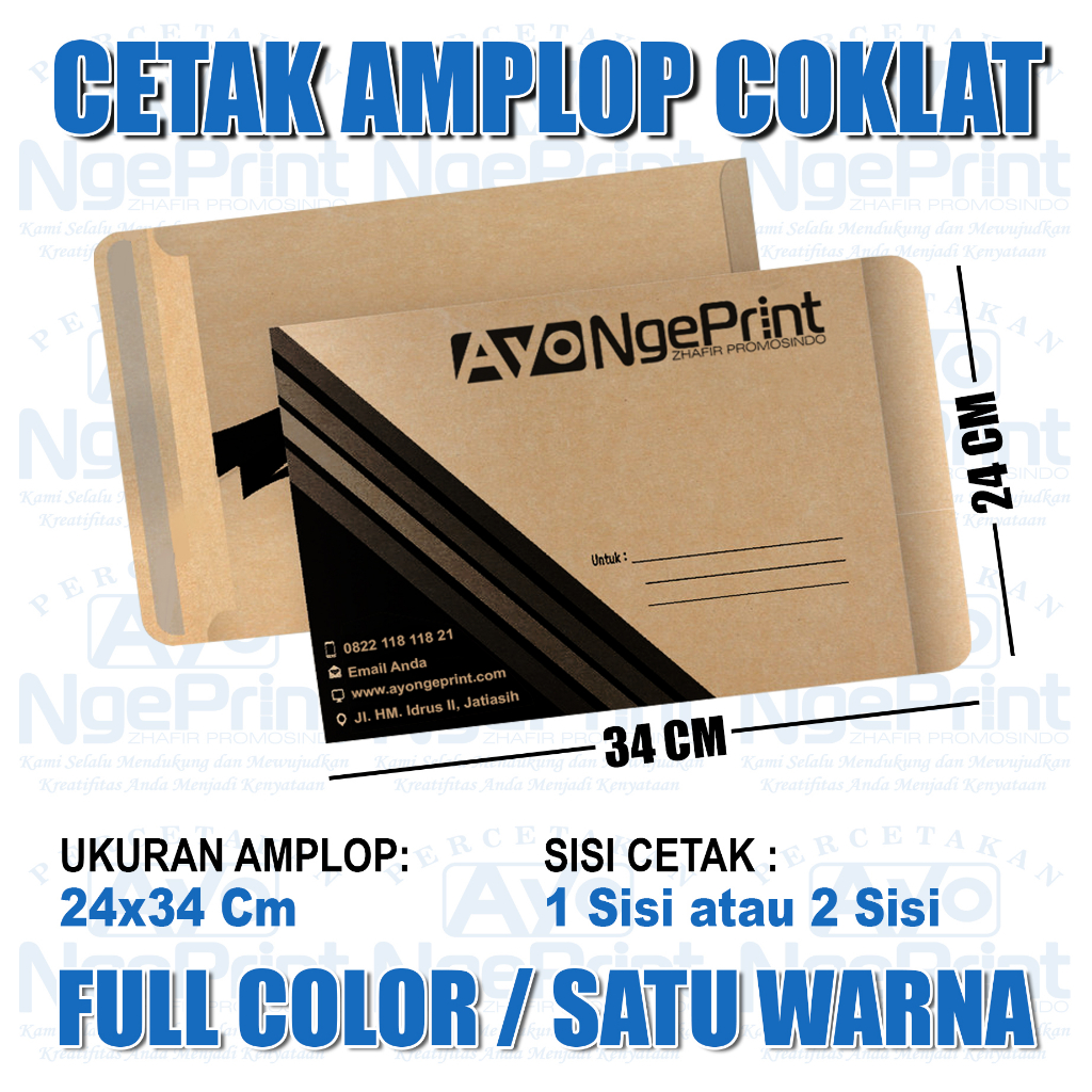 Jual Cetak Amplop Coklat Custom / Amplop Kop Surat / Dokumen (24x34 ...
