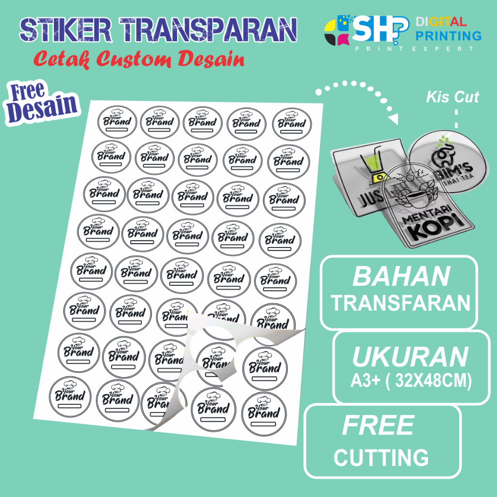 Jual CETAK STICKER TRANSPARAN LEBEL MINUMAN CUP LABEL MAKANAN FREE ...