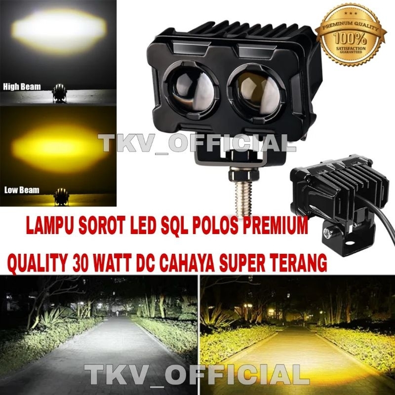 Jual LAMPU SOROT MOTOR 2 LED LASER CAHAYA KUNING PUTIH HI LO/LAMPU SOROT SQL LASER LED 12-24V DC ...