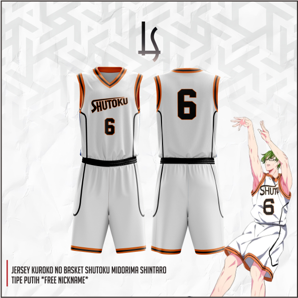 Jual Jersey Kuroko No Basket Team Shutoku Tipe Putih,Full Print *FREE ...