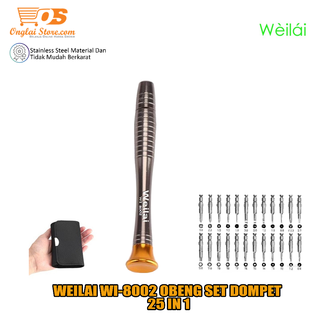 Jual WEILAI WI-8002 Obeng Set Screwdriver Set Dompet 25 IN 1 | Shopee ...