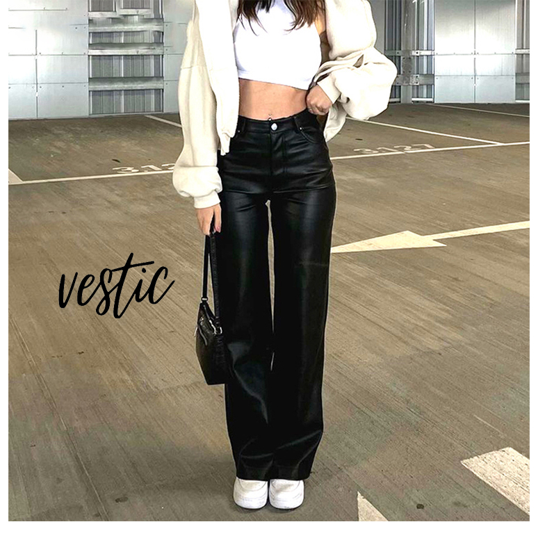 Jual Celana Panjang Kasual Lurus Terkini Berbahan PU Leather dengan ...