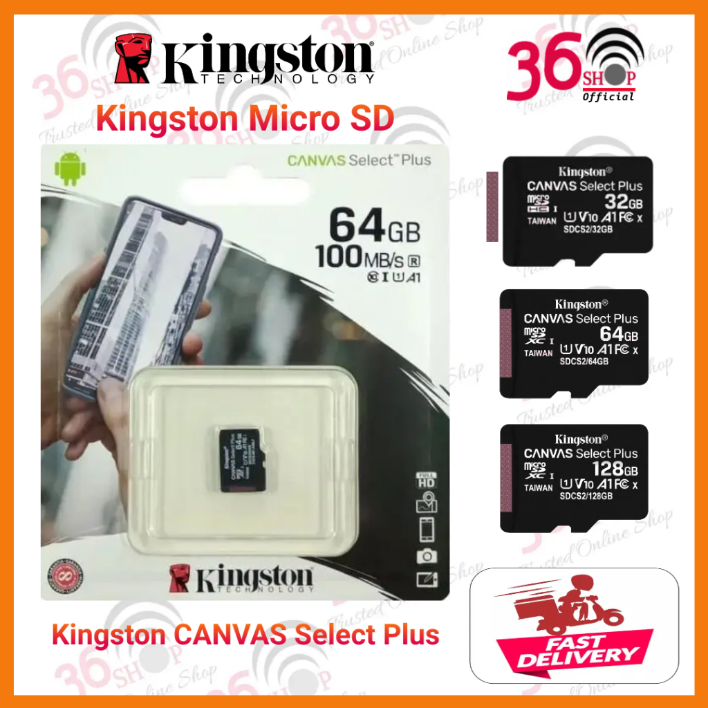 Jual Kingston Micro SD Card 32GB, 64GB, 128GB Canvas Select Plus ...