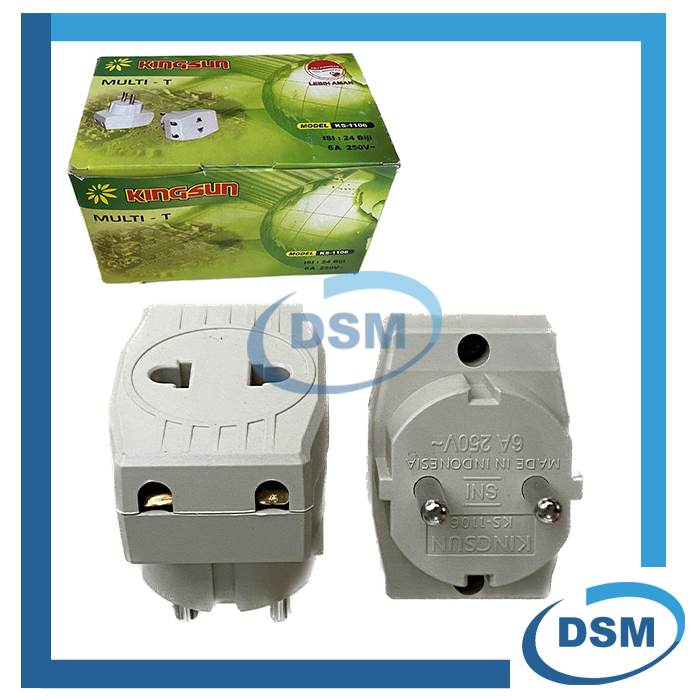 Jual KINGSUN STEKER T MULTI 3 CABANG COLOKAN STOP KONTAK BESI PUTIH ...