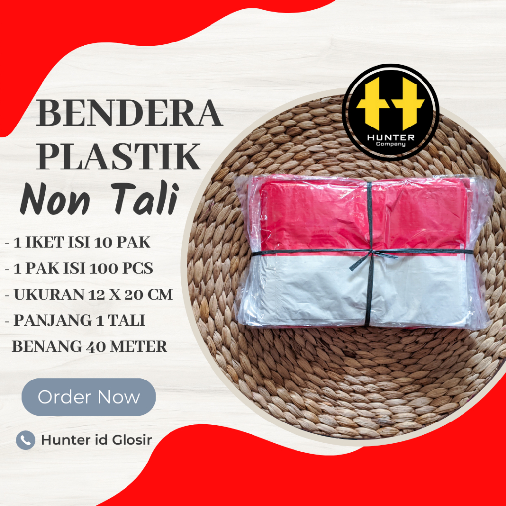 Jual bendera merah plastik 10 pak/100 lembar/bendera umbul umbul ...