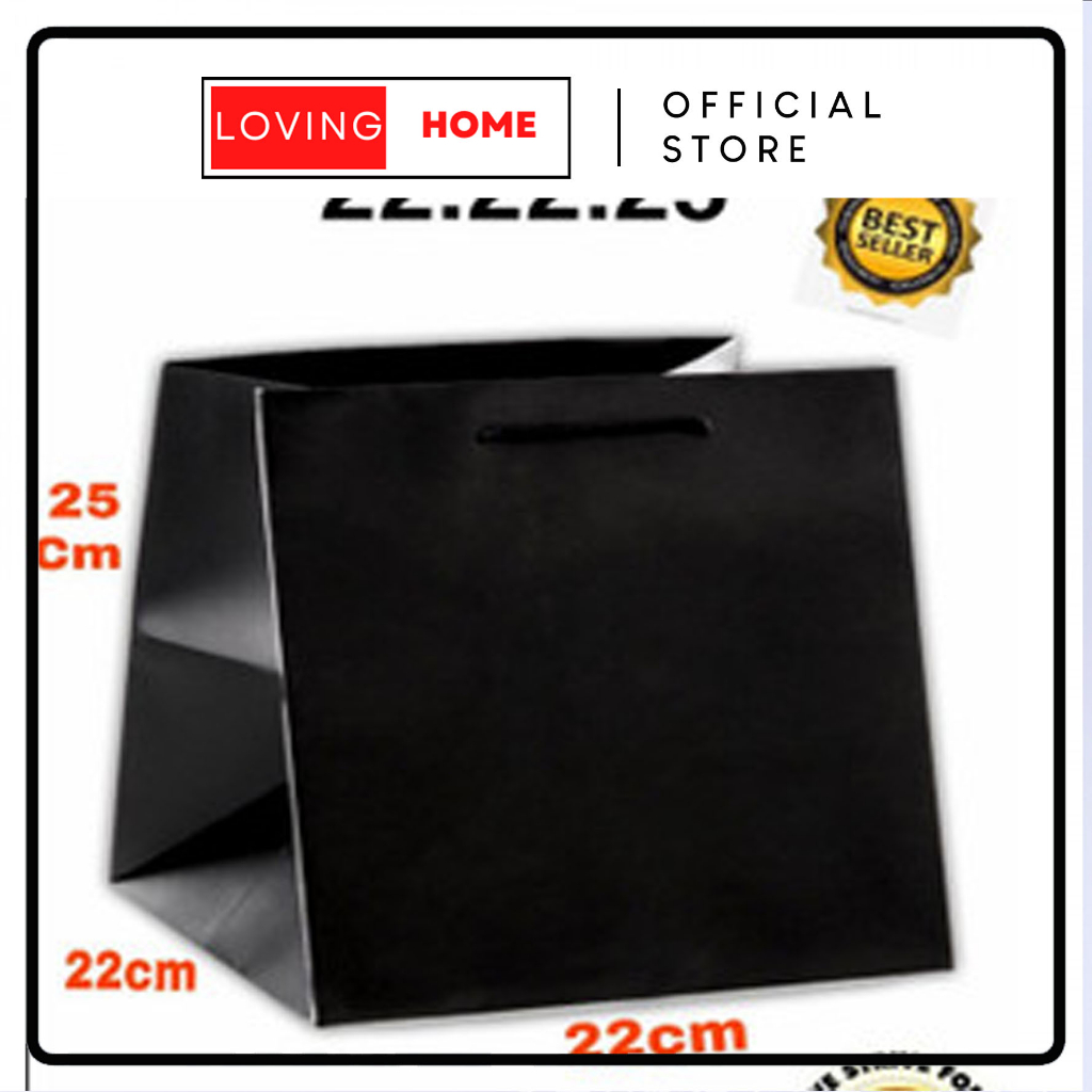 Jual LOVING HOME - Paper Bag Hitam Black Kantong Goodie Bag Craft Hitam ...