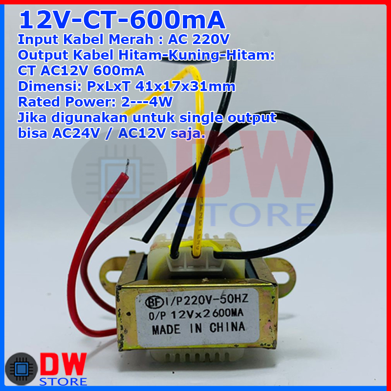 Jual Trafo Transformer Power Supply CT nonCT 220V AC 6V 9V 12V 15V ...