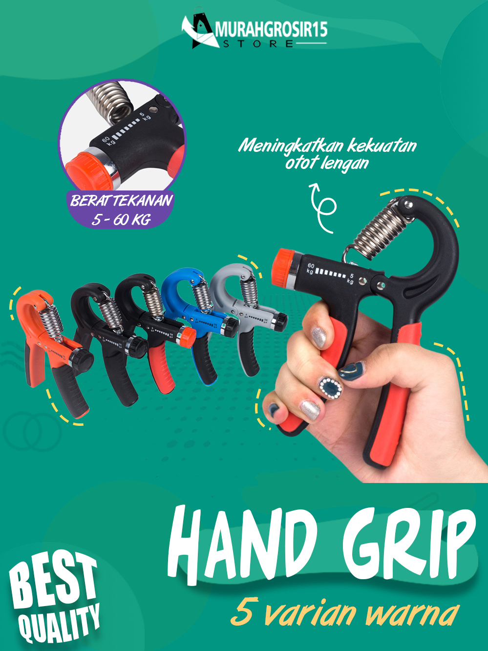 Jual Alat Pelatih Otot Tangan Hand Grip 5-60Kg Adjustable Alat Fitness ...