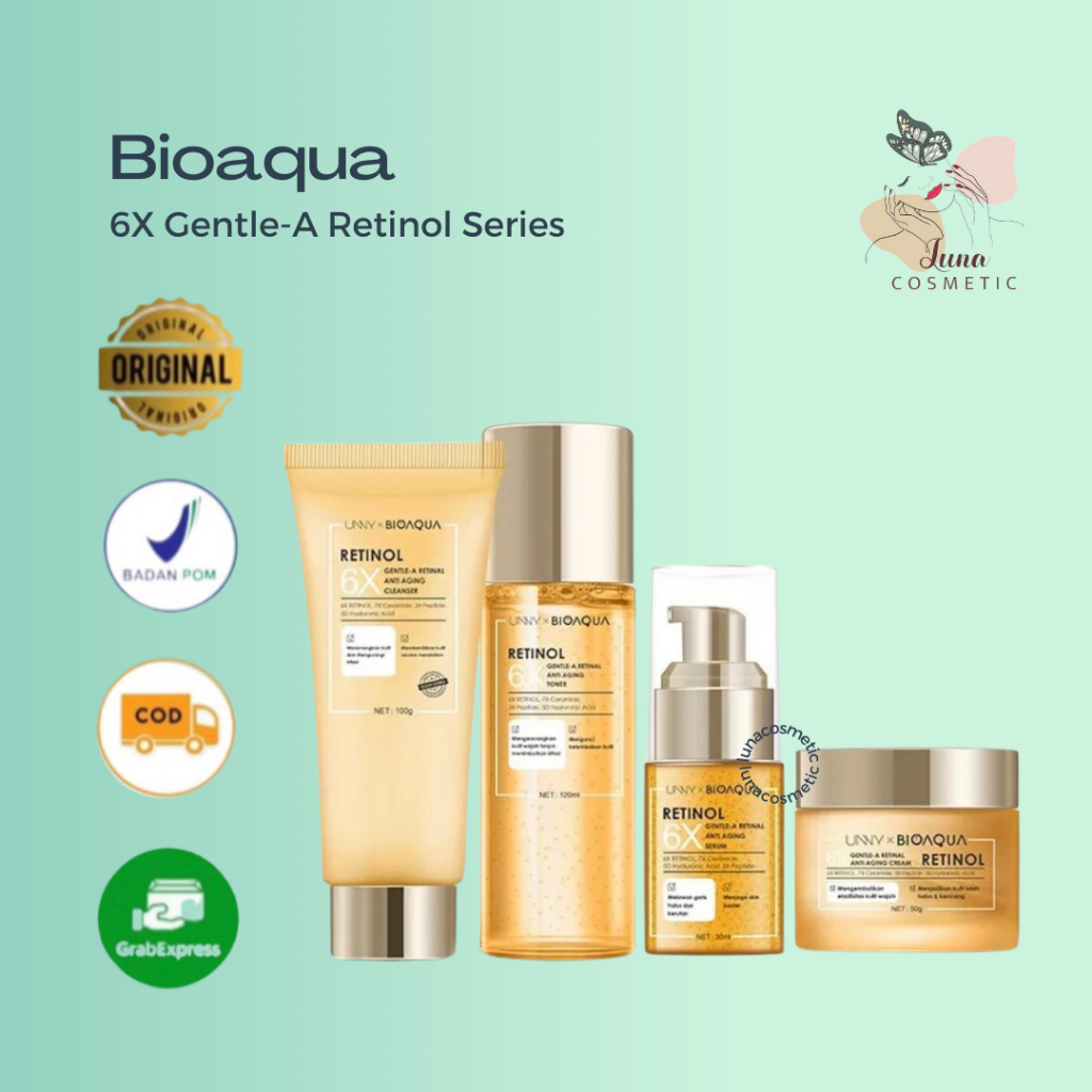 Jual BIOAQUA 6X Gentle-A Retinol Anti Aging Cleanser | Toner | Serum ...
