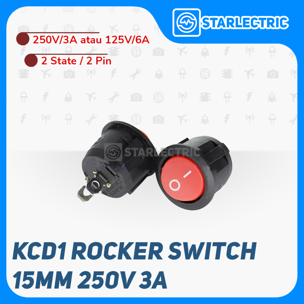 Jual Round Rocker Switch Bulat Saklar On OFF 15 MM 3A 250V Merah KCD1 2 ...