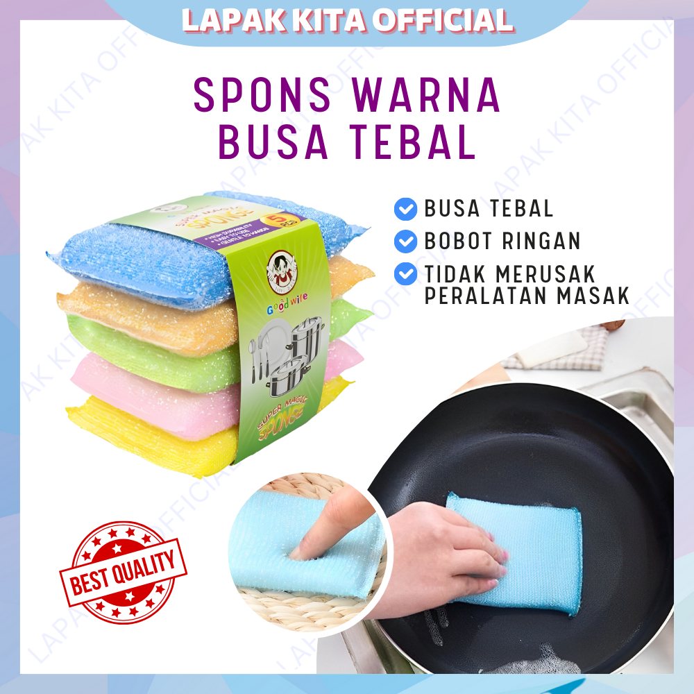 Jual Spons busa TEBAL spons warna sabut cuci gelas dam piring serbaguna ...