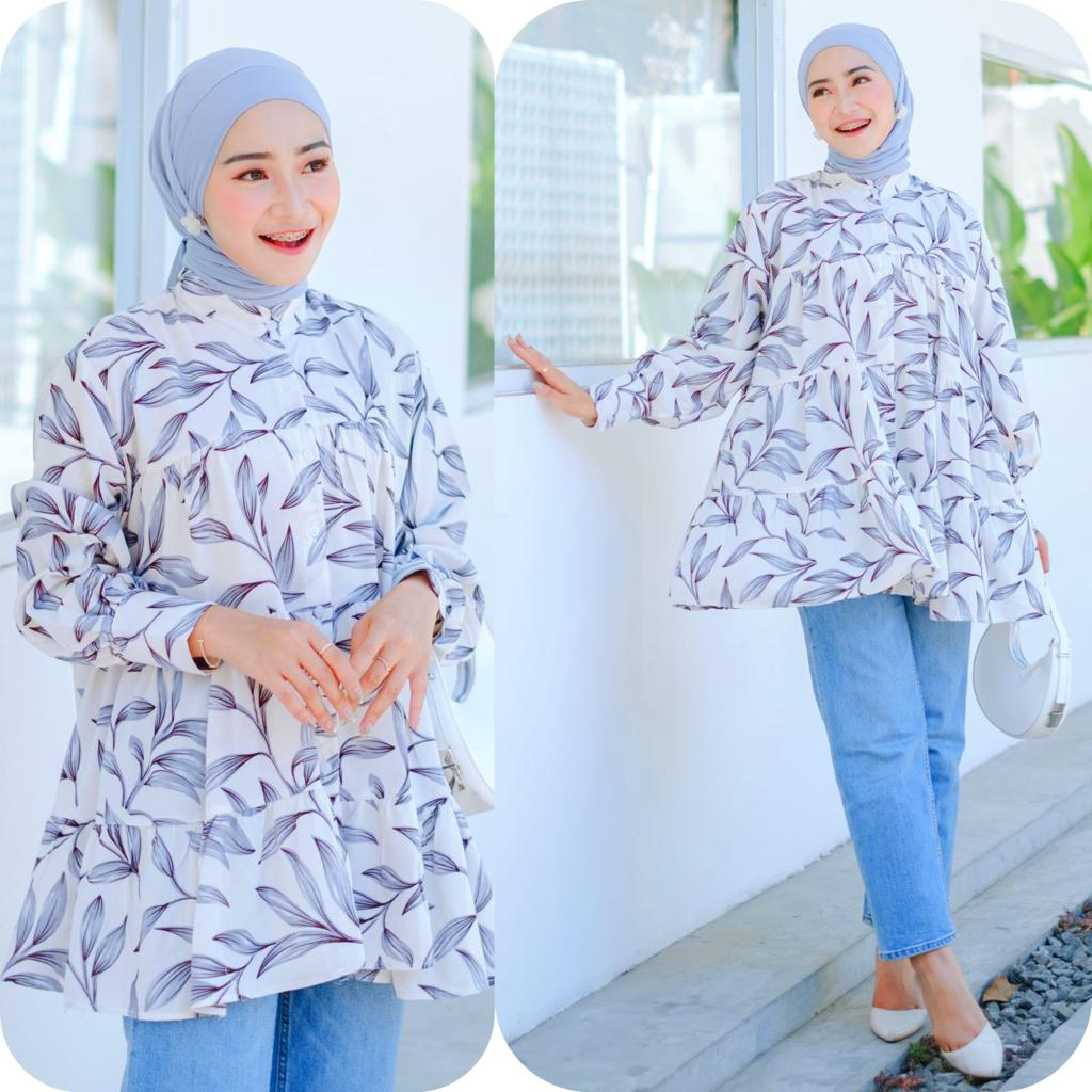 Jual AMEENA BLOUSE REMPEL RAYON KEMEJA KERAH SHANGHAI LD 120 CM ...