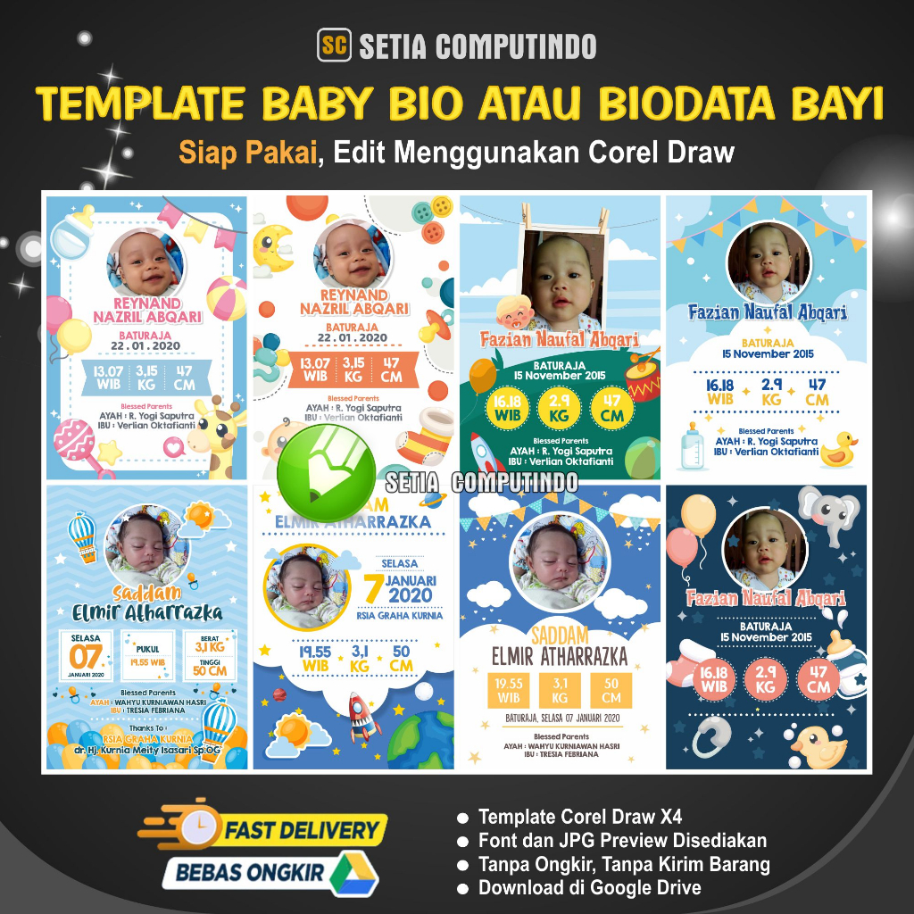 Jual V2. Template Desain Baby Bio atau Biodata Bayi format cdr atau ...
