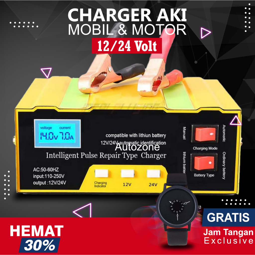 Jual ORIGINAL Charger Aki Motor Mobil Portable Otomatis Auto On Off ...