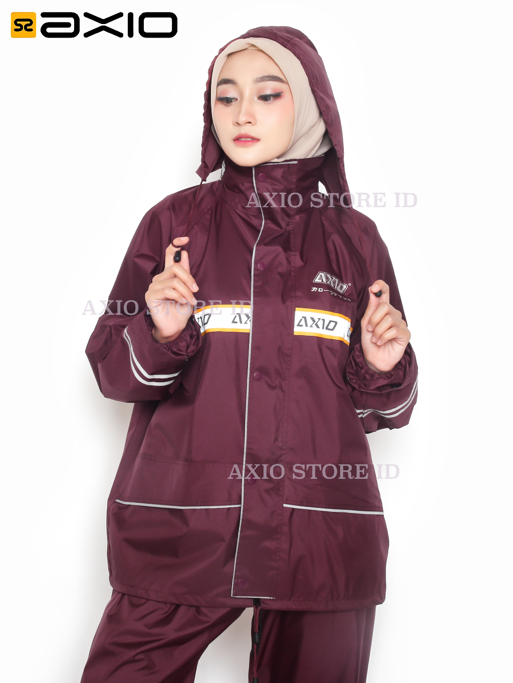 Jual Jas Hujan Cewek Axio Merah Maroon Original | Shopee Indonesia