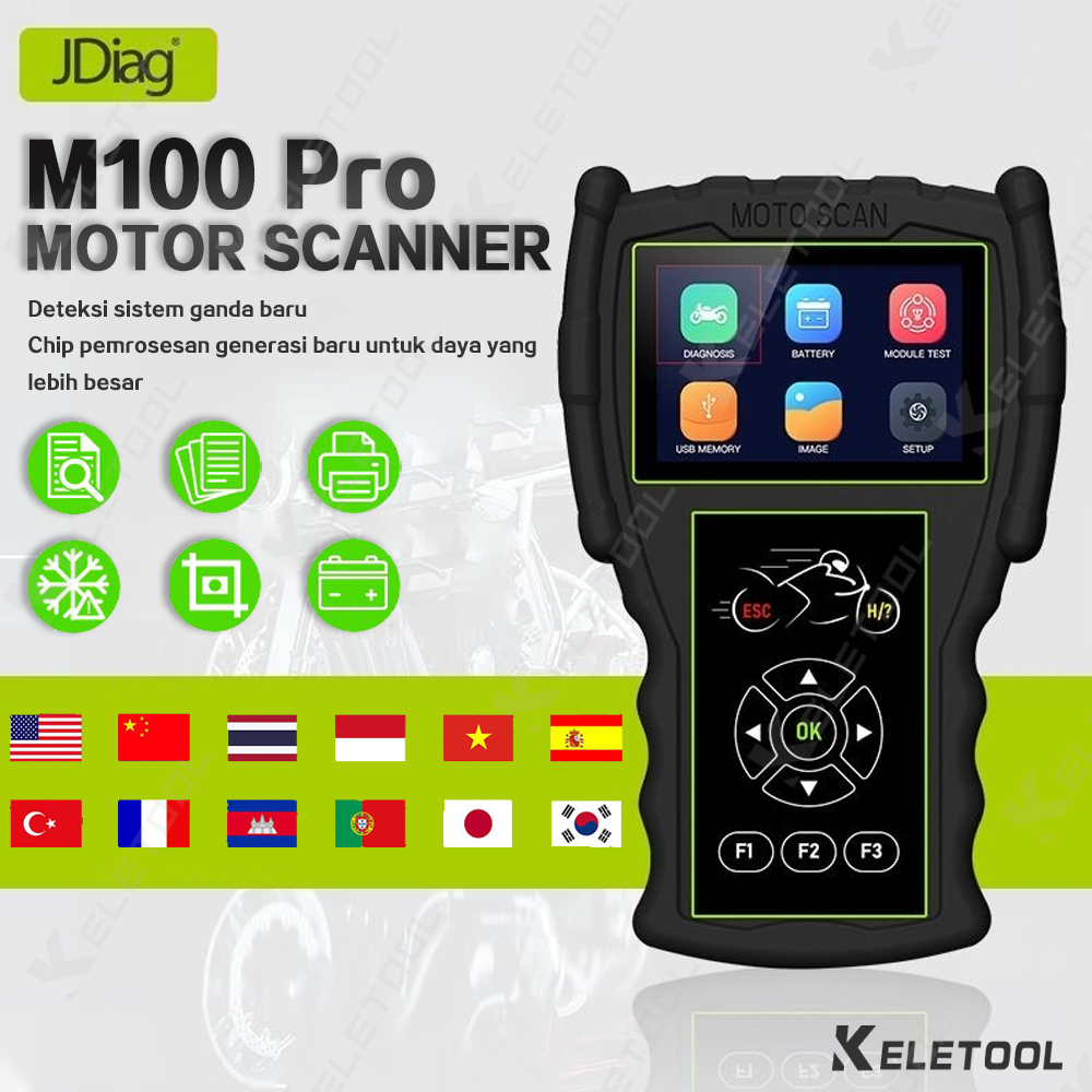 Jual KELETOOL JDIAG M100 PRO Motor Scanner Honda & Yamaha D87 D88 ...