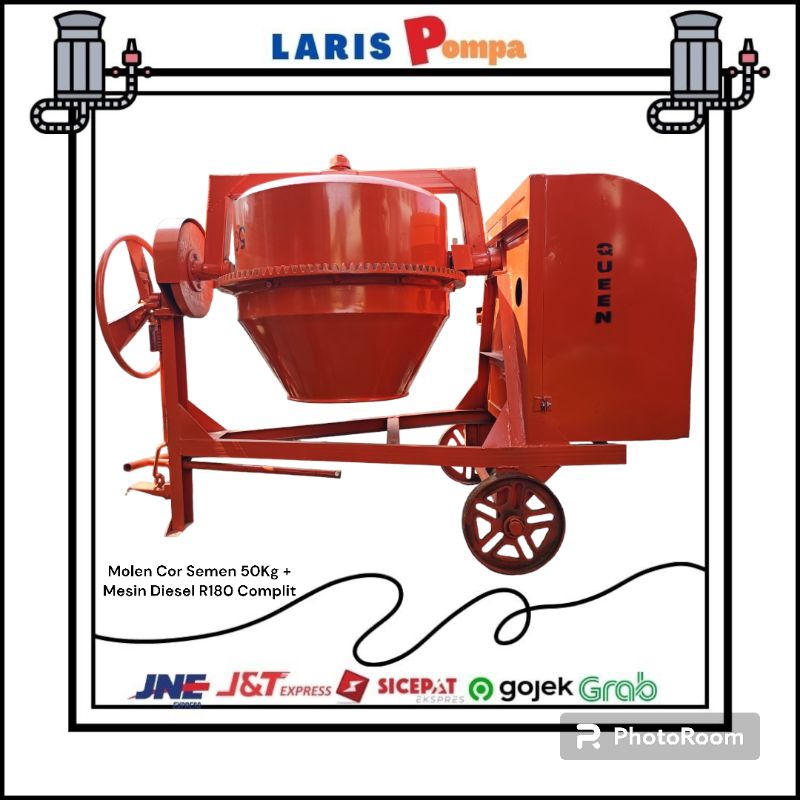 Jual Molen Cor Semen Queen 50Kg + Mesin Diesel R180 Complit | Shopee ...