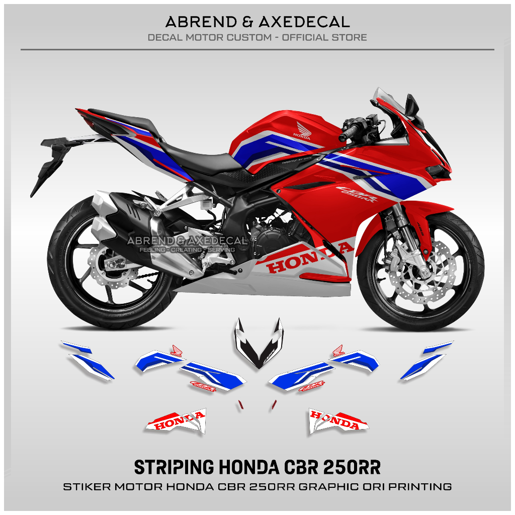 Jual Striping CBR 250RR Tri Color Grafis Ori Printing HRC / Stiker ...