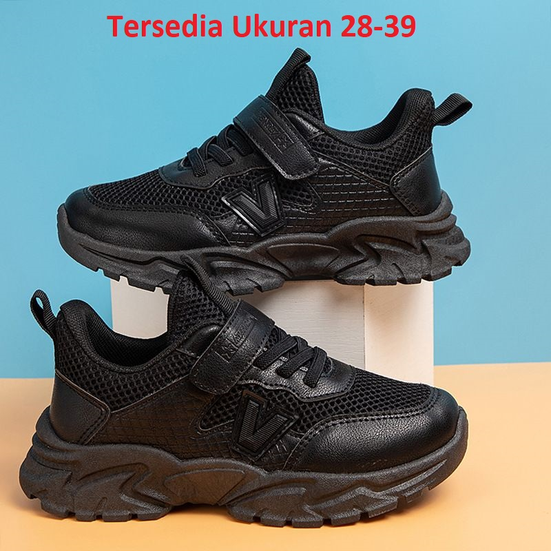 Jual Sepatu Sekolah TK SD SMP SMA Hitam Polos Import Sepatu Cowok Cewek ...