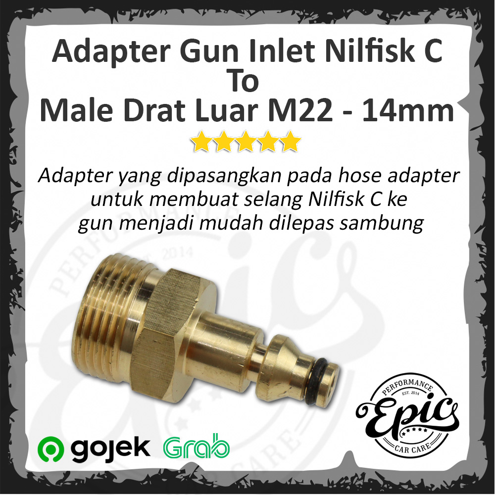 Jual Adapter Gun Inlet Nilfisk C To Male Drat Luar M22 - 14mm | Shopee ...