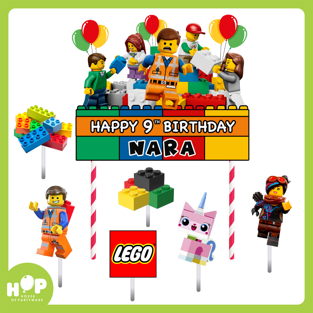 Jual Topper Cake LEGO / Hang Tag + Custom Nama / Hiasan Kue Ulang Tahun ...