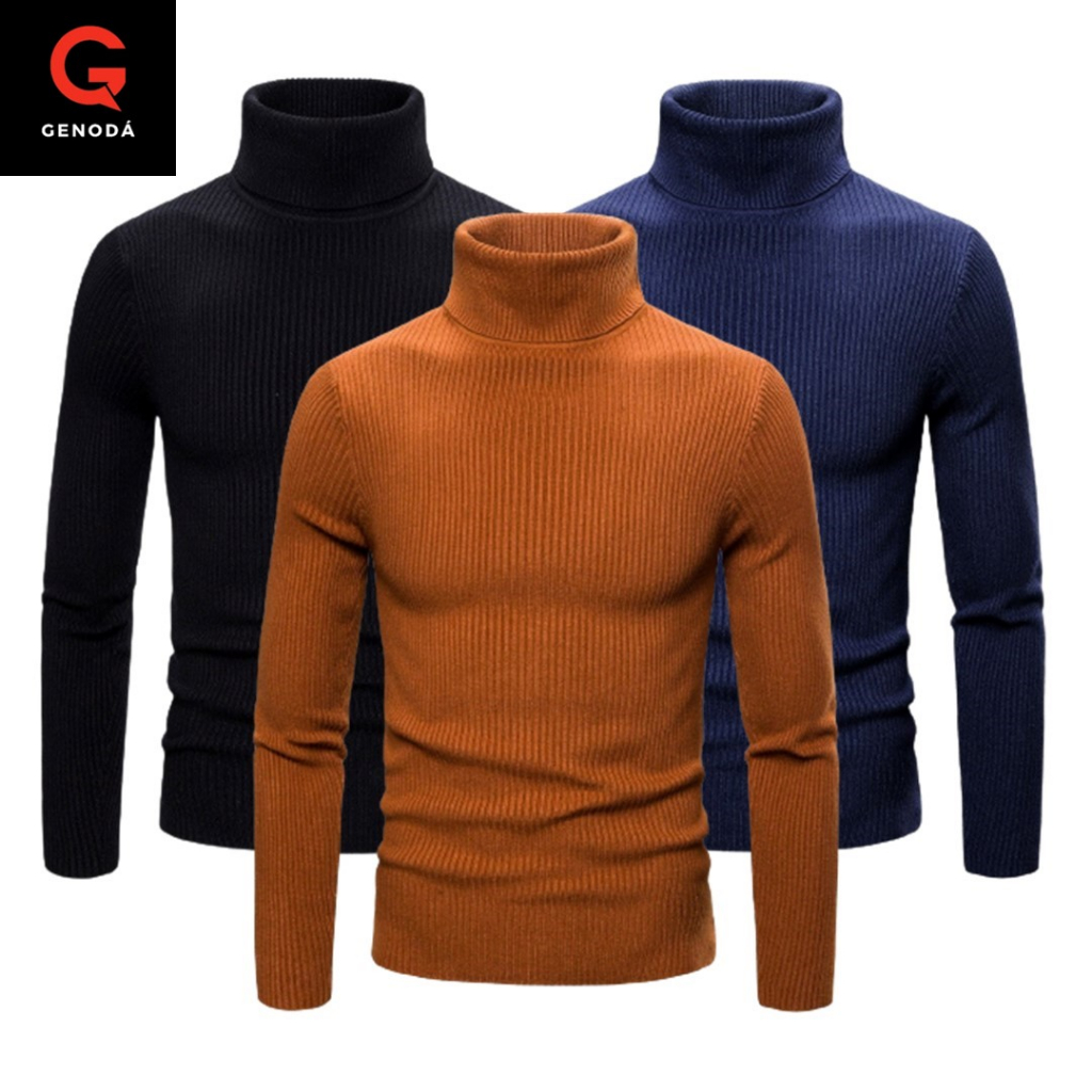 Jual Rajut Sweater Turtleneck Brandon Pria Tebal Keren Hangat Bahan ...