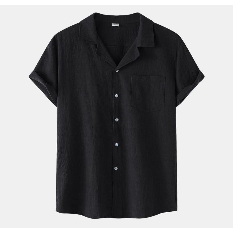 Jual Kemeja Polos Vintage/Kemeja Pria Lengan Pendek/Kemeja Pantai ...