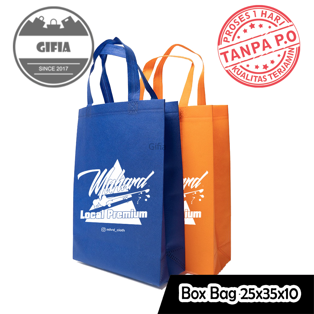 Jual Goodie Bag Sablon Custom / Tas Spunbond Sablon 25x35x10 cm | Shopee Indonesia
