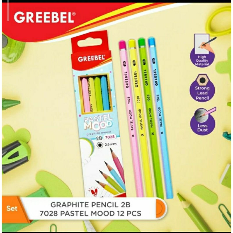 Jual pensil 2b Greebel graphite pastel (12pcs) | Shopee Indonesia
