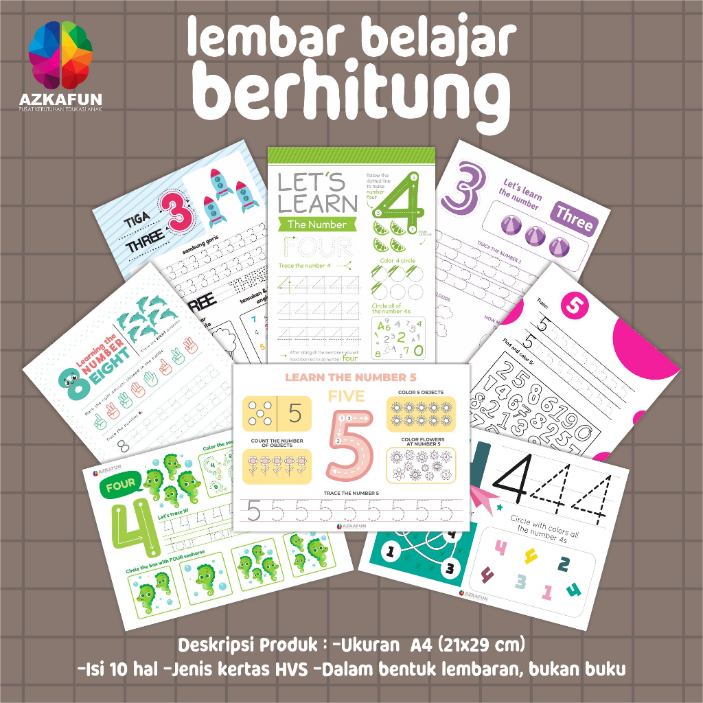 Jual Lembar Belajar Berhitung - Worksheet Anak - Belajar berhitung dan ...