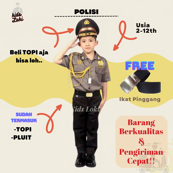 Jual baju polisi anak laki-laki Kostum Profesi POLISI Cilik Stelan ...