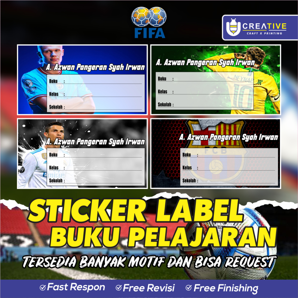 Jual Sticker / Label Buku Pelajaran Bisa Custom Nama (Isi 20pcs) Tema ...