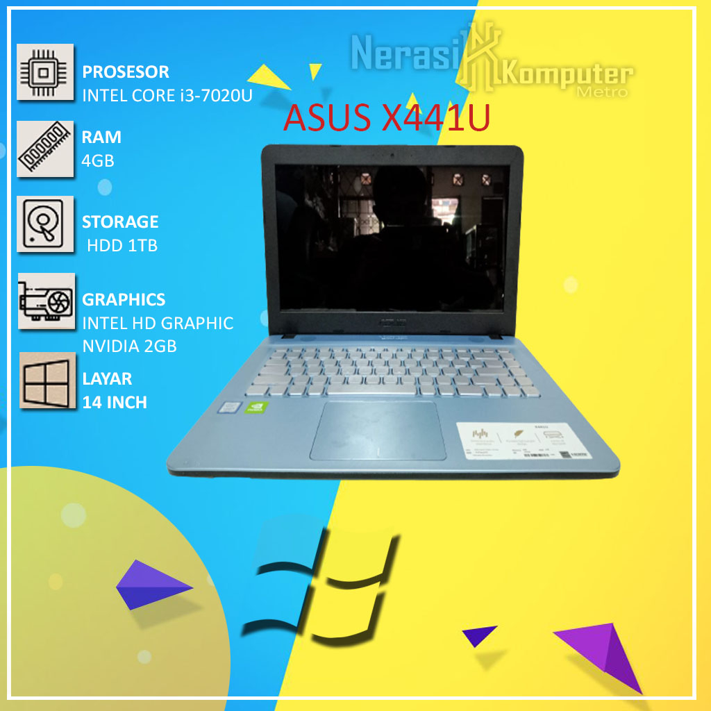 Jual Laptop Asus X441U Intel Core i3-7020U Ram 4gb Hdd 1TB Second | Shopee Indonesia