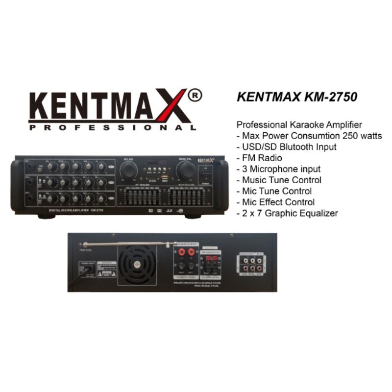 Jual PROFESIONAL KARAOKE AMPLIFIER AMPLI AMPLY KENTMAX KM 2750 KM2750 ...