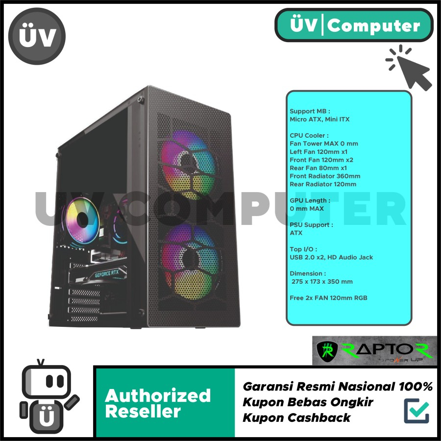 Jual Casing PC Komputer 3PowerUp Raptor Powermax 700 M-ATX +PSU Case ...