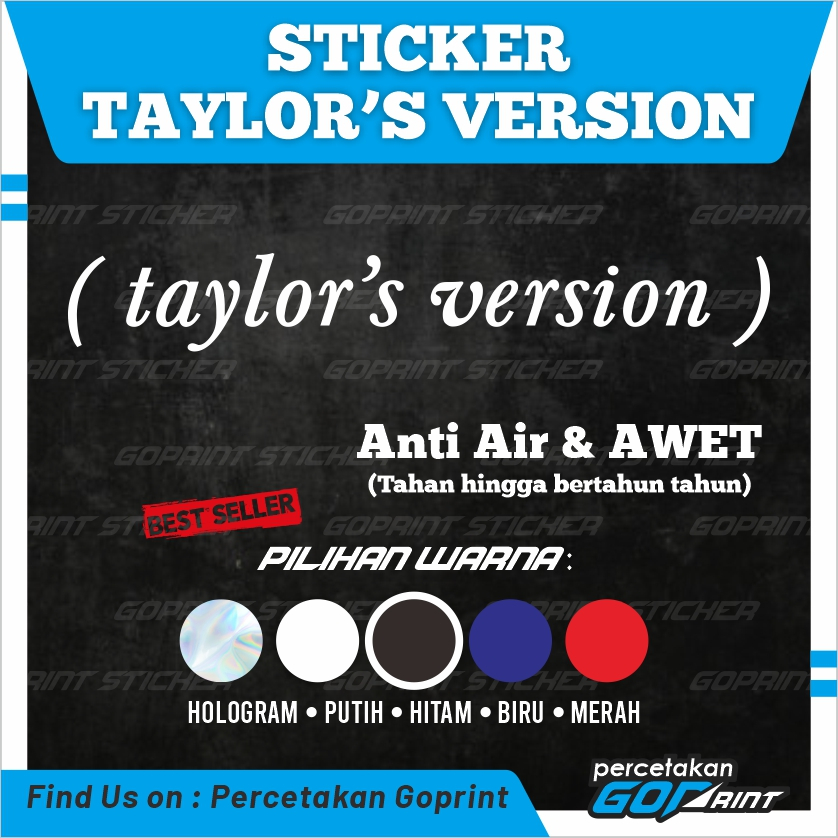 Jual Sticker Decal taylor's version stiker masking satuan | Shopee ...