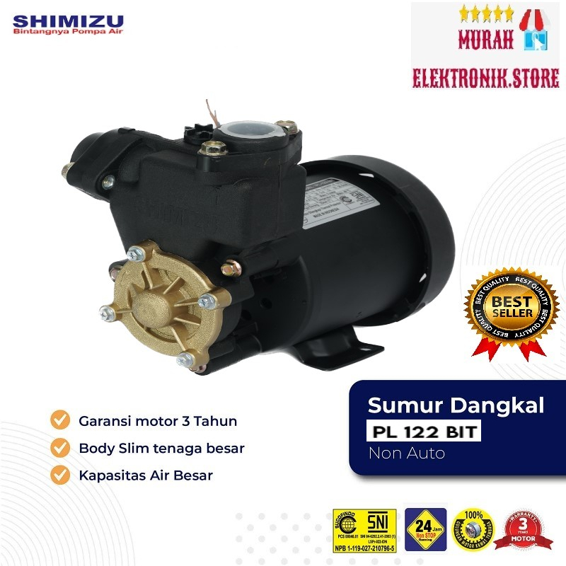 Jual Pompa air Shimizu Sumur Dangkal Non Auto / Non Otomatis PL 122 BIT ...