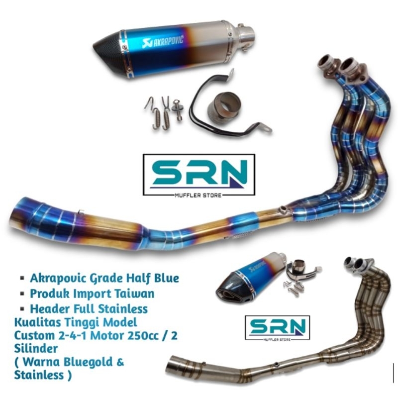 Jual KNALPOT AKRAPOVIC GRADE BLUEGOLD IMPORT HEADER CUSTOM 4 SILINDER 2 ...